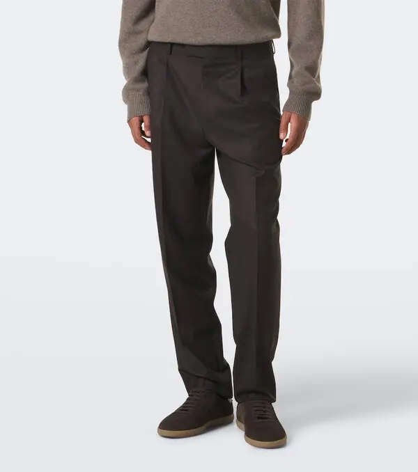 Zegna Pleated Wool Straight Pants