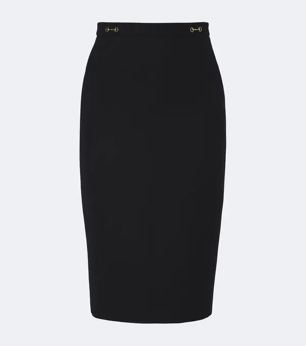 Gucci Horsebit Wool Crêpe Pencil Skirt