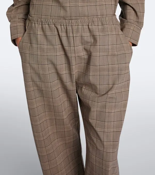 LESET Mia Checked Wide-leg Pants