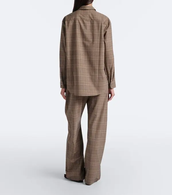 LESET Mia Checked Wide-leg Pants