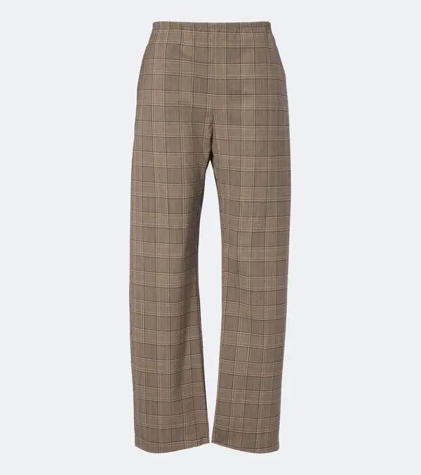 LESET Mia Checked Wide-leg Pants