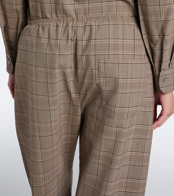 LESET Mia Checked Wide-leg Pants