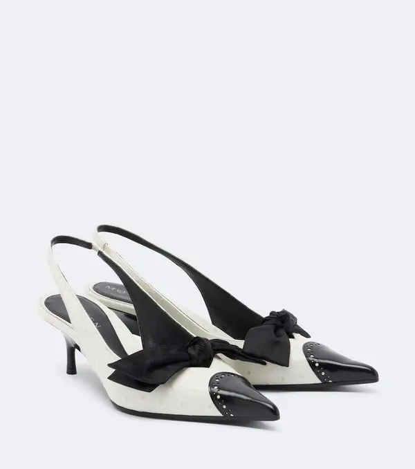 Alexander McQueen Koko Bow-detail Leather Slingback Pumps