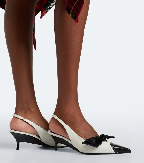 Alexander McQueen Koko Bow-detail Leather Slingback Pumps
