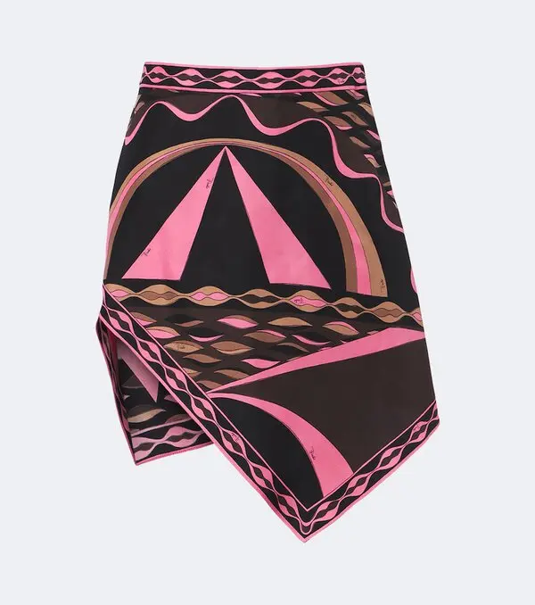 Emilio Pucci Dune Asymmetric Silk Twill Miniskirt