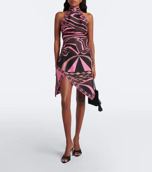 Emilio Pucci Dune Asymmetric Silk Twill Miniskirt