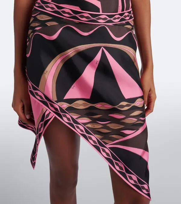 Emilio Pucci Dune Asymmetric Silk Twill Miniskirt