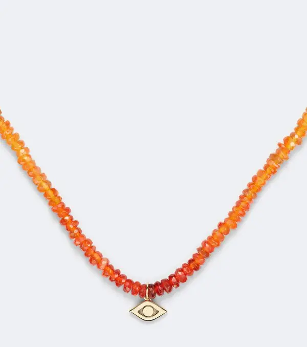 SYDNEY EVAN Pure Protective Eye Medium 14kt Gold Beaded Necklace With Opals