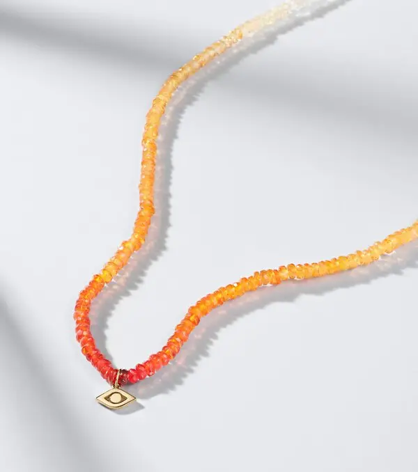 SYDNEY EVAN Pure Protective Eye Medium 14kt Gold Beaded Necklace With Opals