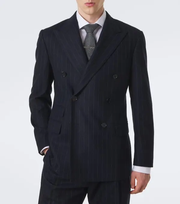 Ralph Lauren Purple Label Chalk Stripe Wool And Cashmere Suit