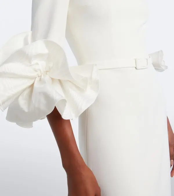 Safiyaa Belisa Belted Ruffled Crêpe Gown - White