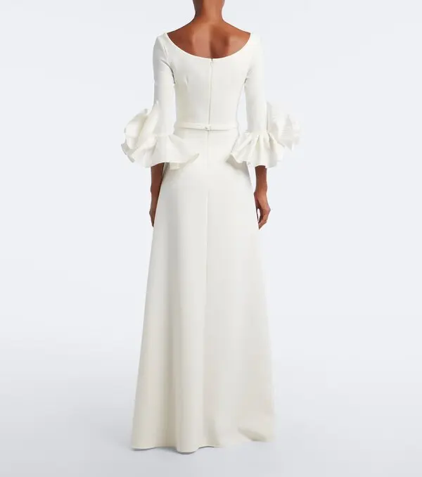 Safiyaa Belisa Belted Ruffled Crêpe Gown - White