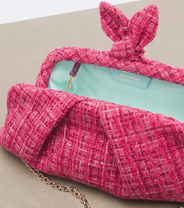 AQUAZZURA Bow Tie Bouclé Clutch
