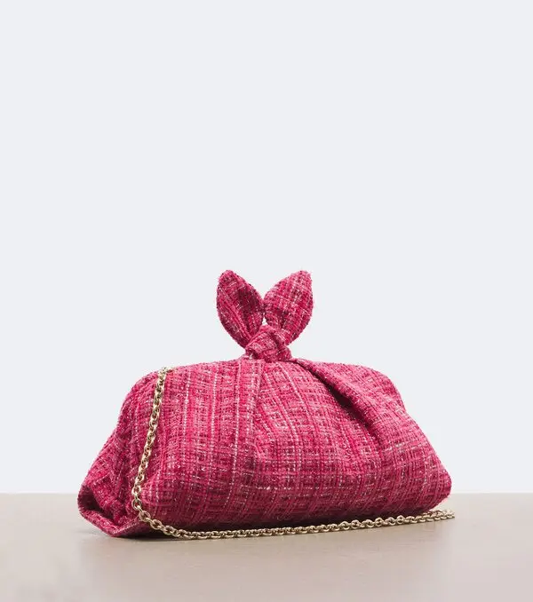 AQUAZZURA Bow Tie Bouclé Clutch
