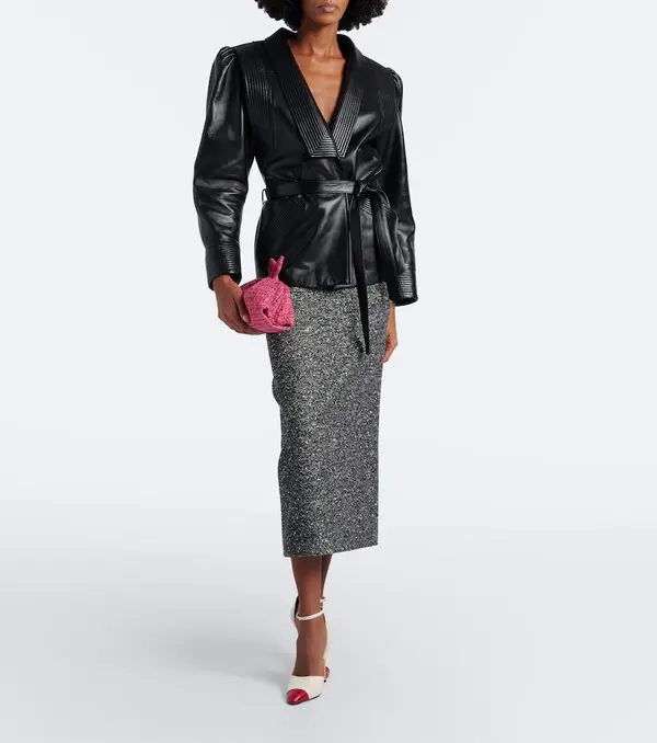 AQUAZZURA Bow Tie Bouclé Clutch