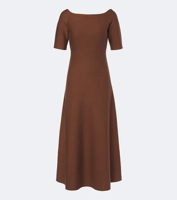 Gabriela Hearst Vivia Wool, Silk, And Cashmere Midi Dress - Brown