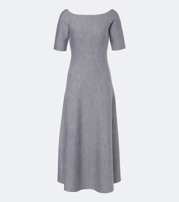 Gabriela Hearst Vivia Wool, Silk, And Cashmere Midi Dress - Grey