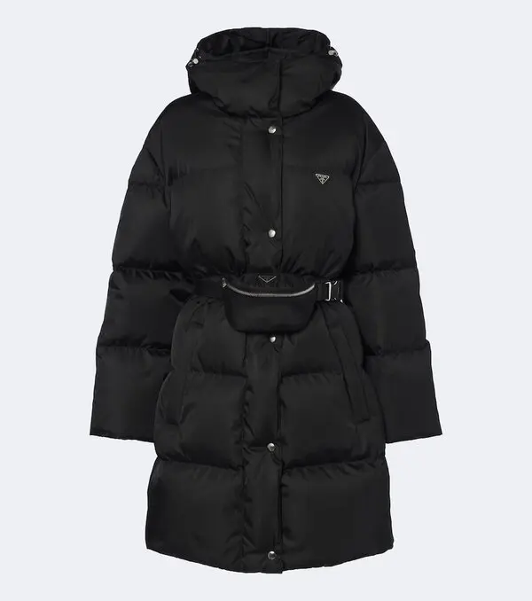 Prada Belted Hooded Re-nylon Down Coat