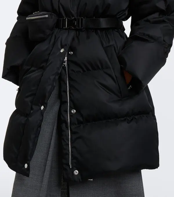 Prada Belted Hooded Re-nylon Down Coat