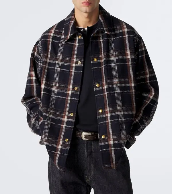 A.PRESSE Checked Wool And Cashmere Overshirt