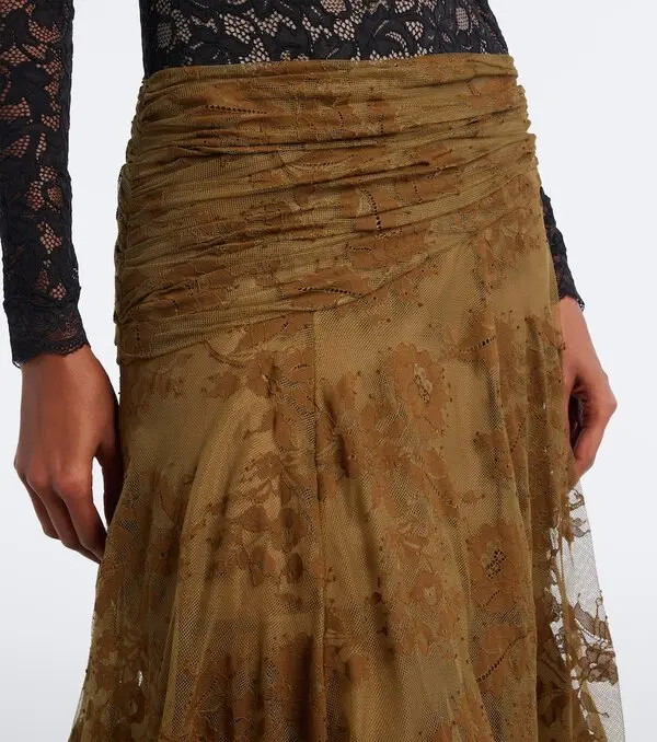Zimmermann Clash Draped Lace Maxi Skirt