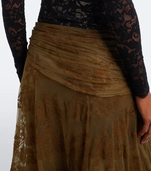 Zimmermann Clash Draped Lace Maxi Skirt