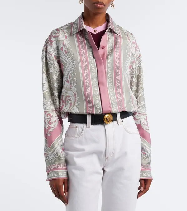Versace Greca Printed Silk Twill Shirt