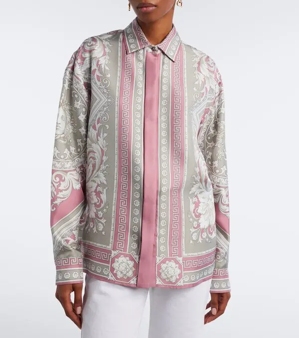 Versace Greca Printed Silk Twill Shirt