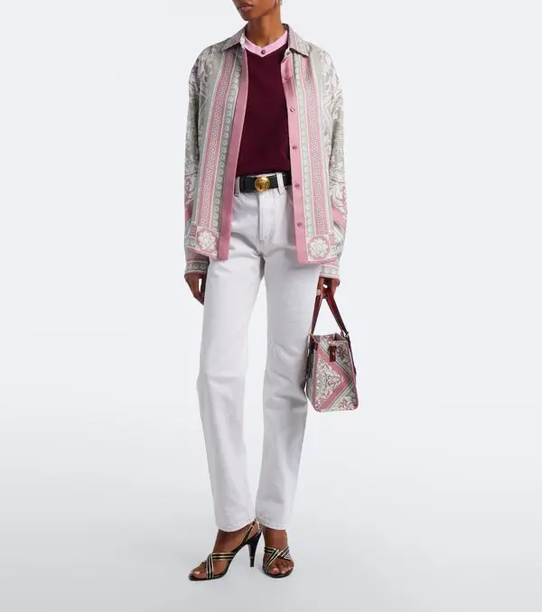 Versace Greca Printed Silk Twill Shirt