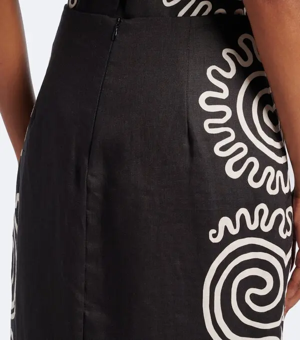 CALA DE LA CRUZ Bruna Printed Linen Maxi Skirt