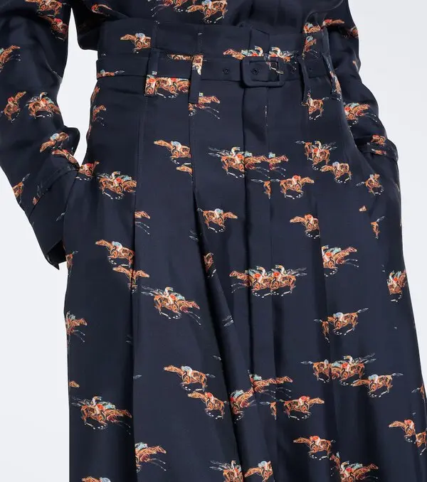 Gabriela Hearst Dugald Printed Silk Twill Midi Skirt