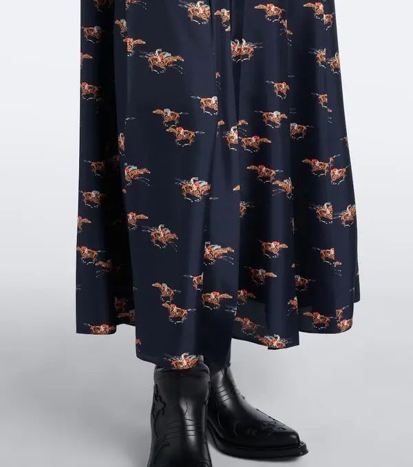 Gabriela Hearst Dugald Printed Silk Twill Midi Skirt