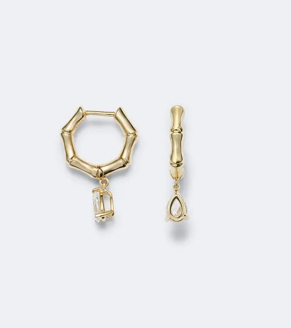 ANITA KO Bamboo Small 18kt Huggie Earrings With Diamonds