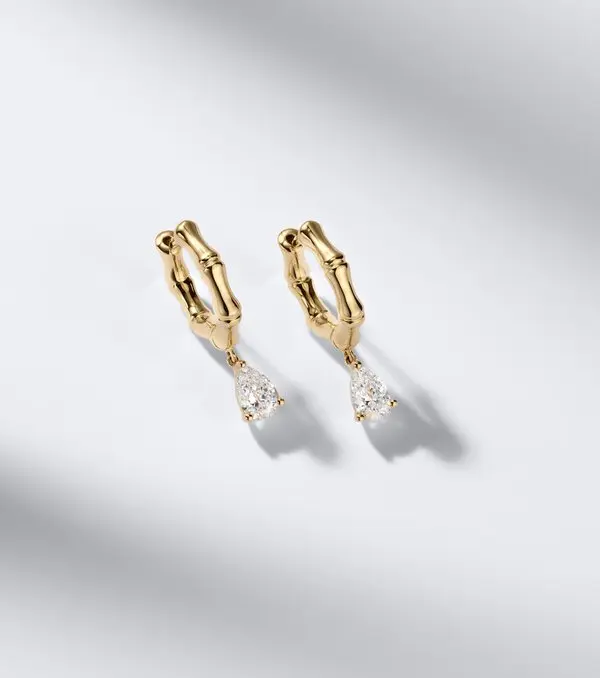 ANITA KO Bamboo Small 18kt Huggie Earrings With Diamonds