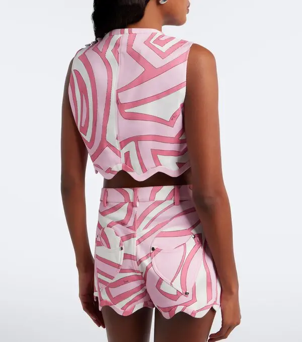 Emilio Pucci Labirinto Cotton-blend Jersey Crop Top