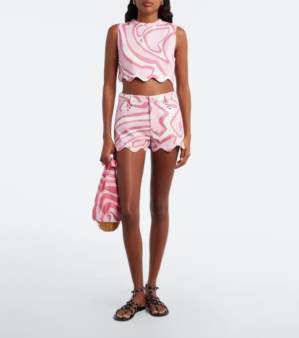 Emilio Pucci Labirinto Cotton-blend Jersey Crop Top