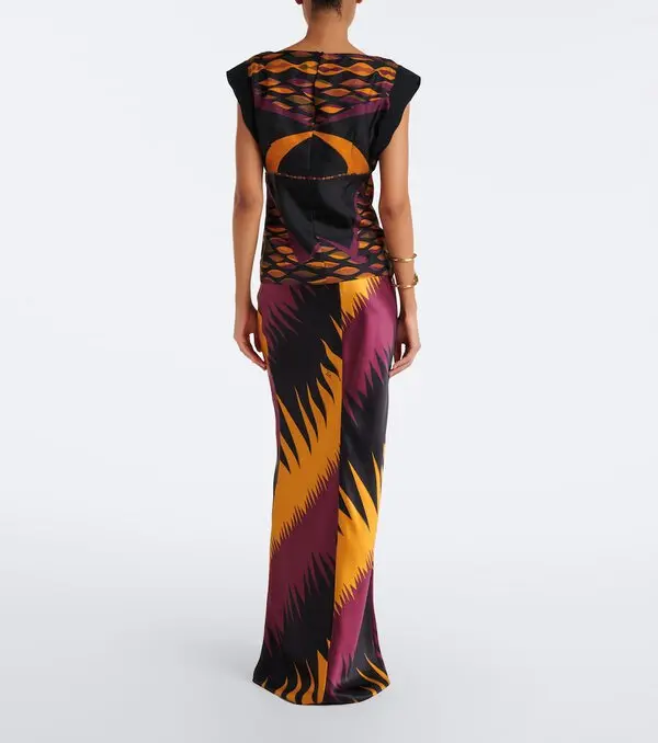 Emilio Pucci Drago Satin Maxi Skirt