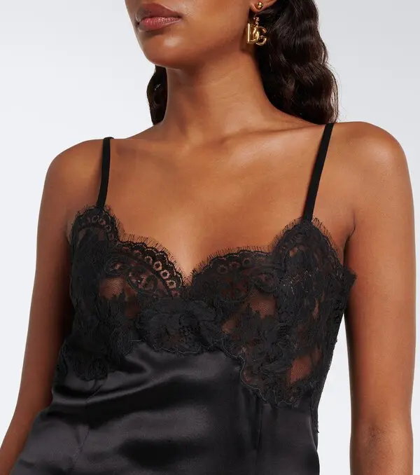 Dolce & Gabbana Lace-trimmed Silk Satin Slip Dress
