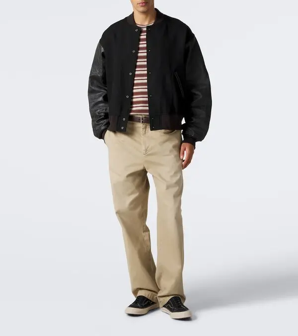Visvim Wool, Linen, And Leather Varsity Jacket