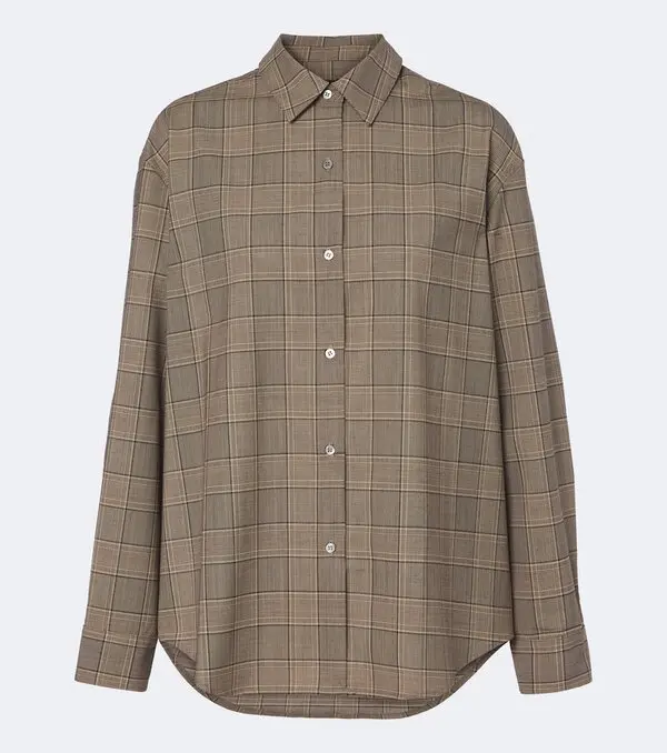 LESET Mia Checked Oversized Shirt - Brown