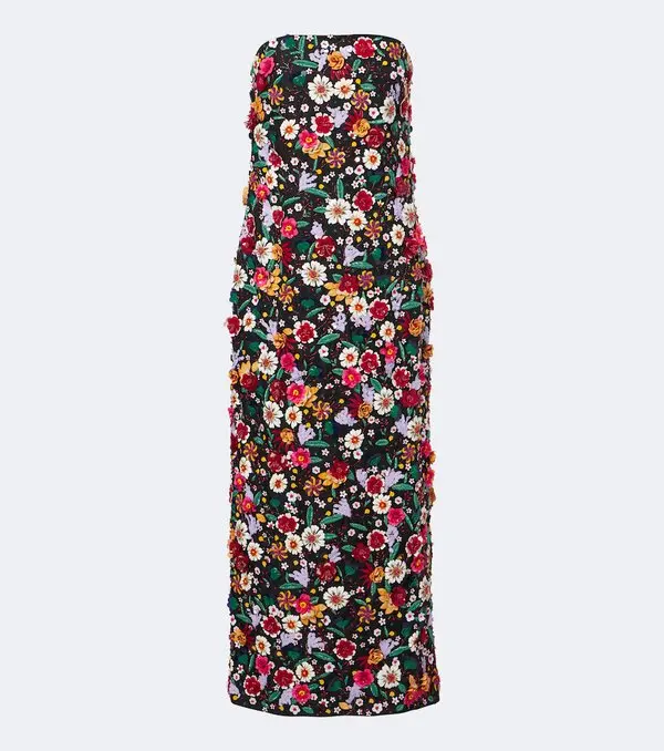 Carolina Herrera Embellished Floral Organza Cocktail Dress - Multicoloured