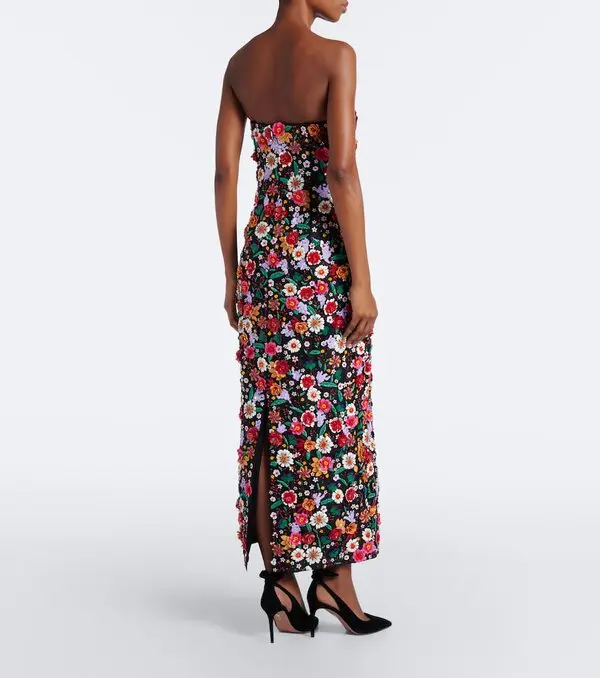 Carolina Herrera Embellished Floral Organza Cocktail Dress