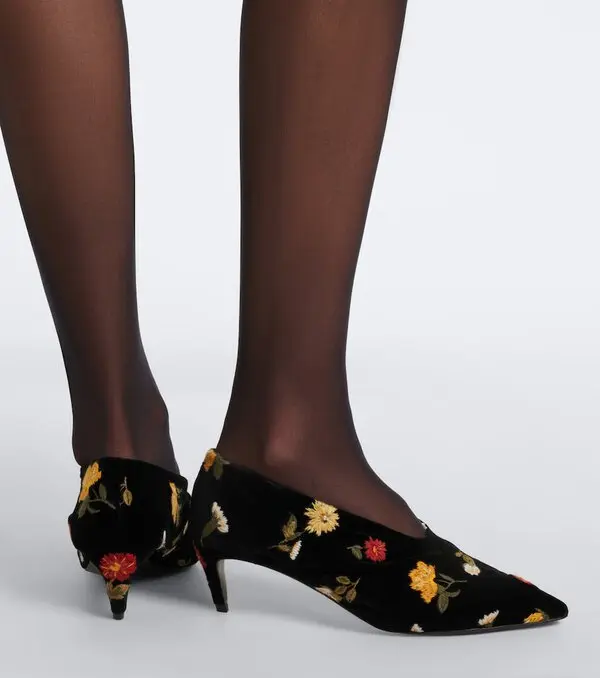 Khaite Miriam Embroidered Velvet Pumps