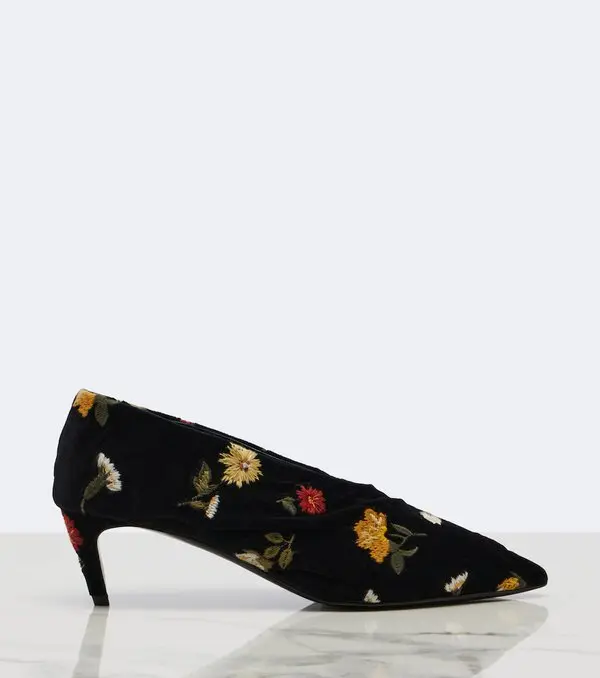 Khaite Miriam Embroidered Velvet Pumps