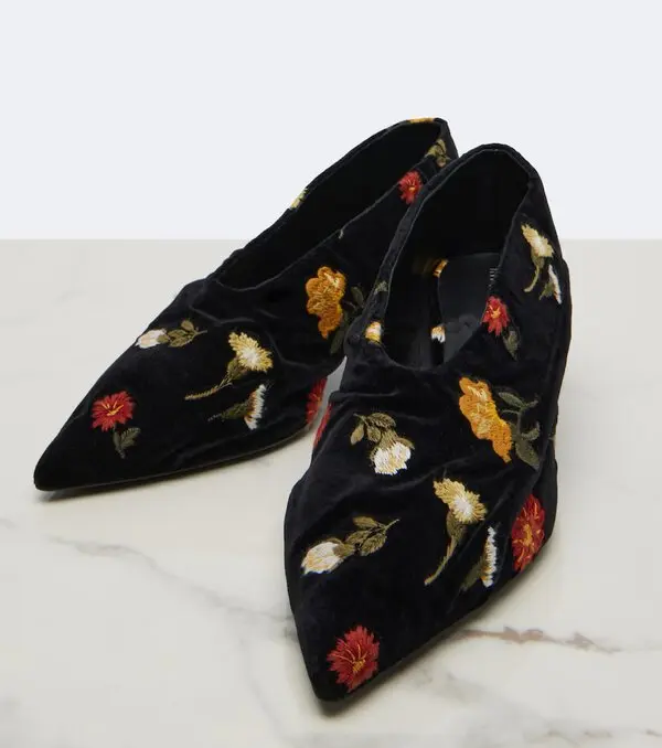 Khaite Miriam Embroidered Velvet Pumps