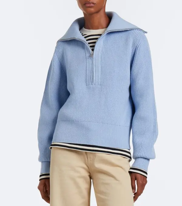 Varley Maura Ribbed-knit Half-zip Sweater