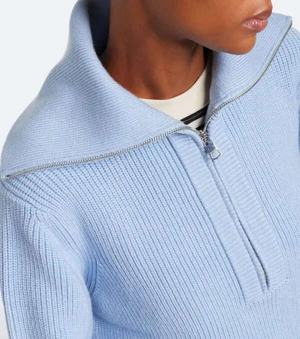 Varley Maura Ribbed-knit Half-zip Sweater