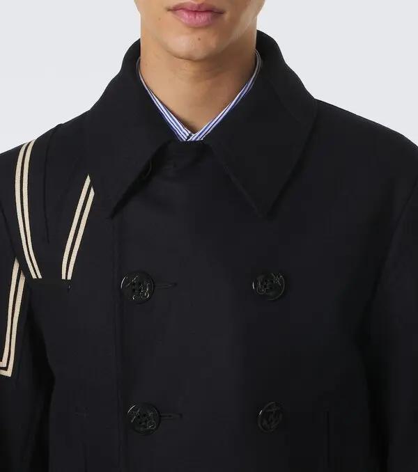 Junya Watanabe Double-breasted Wool-blend Blazer