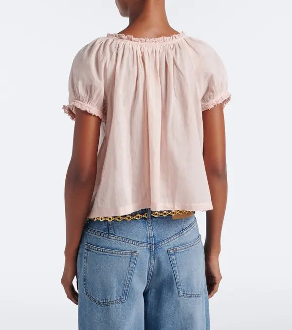 DÔEN Frederica Embroidered Cotton Voile Top