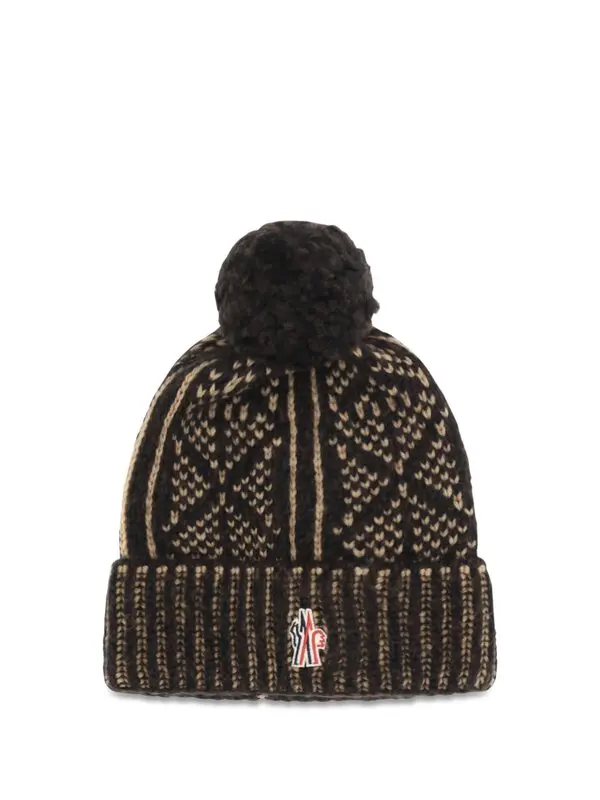 Moncler Alpaca, Wool And Nylon Blend Beanie With Pom-pom - Brown